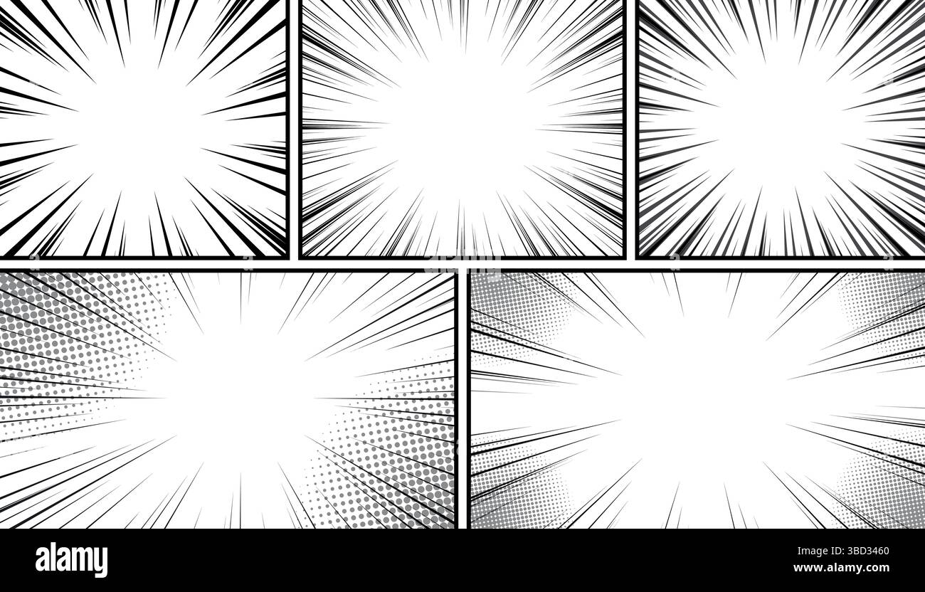 Black and white comic background with halftone effect. Comic book page ...