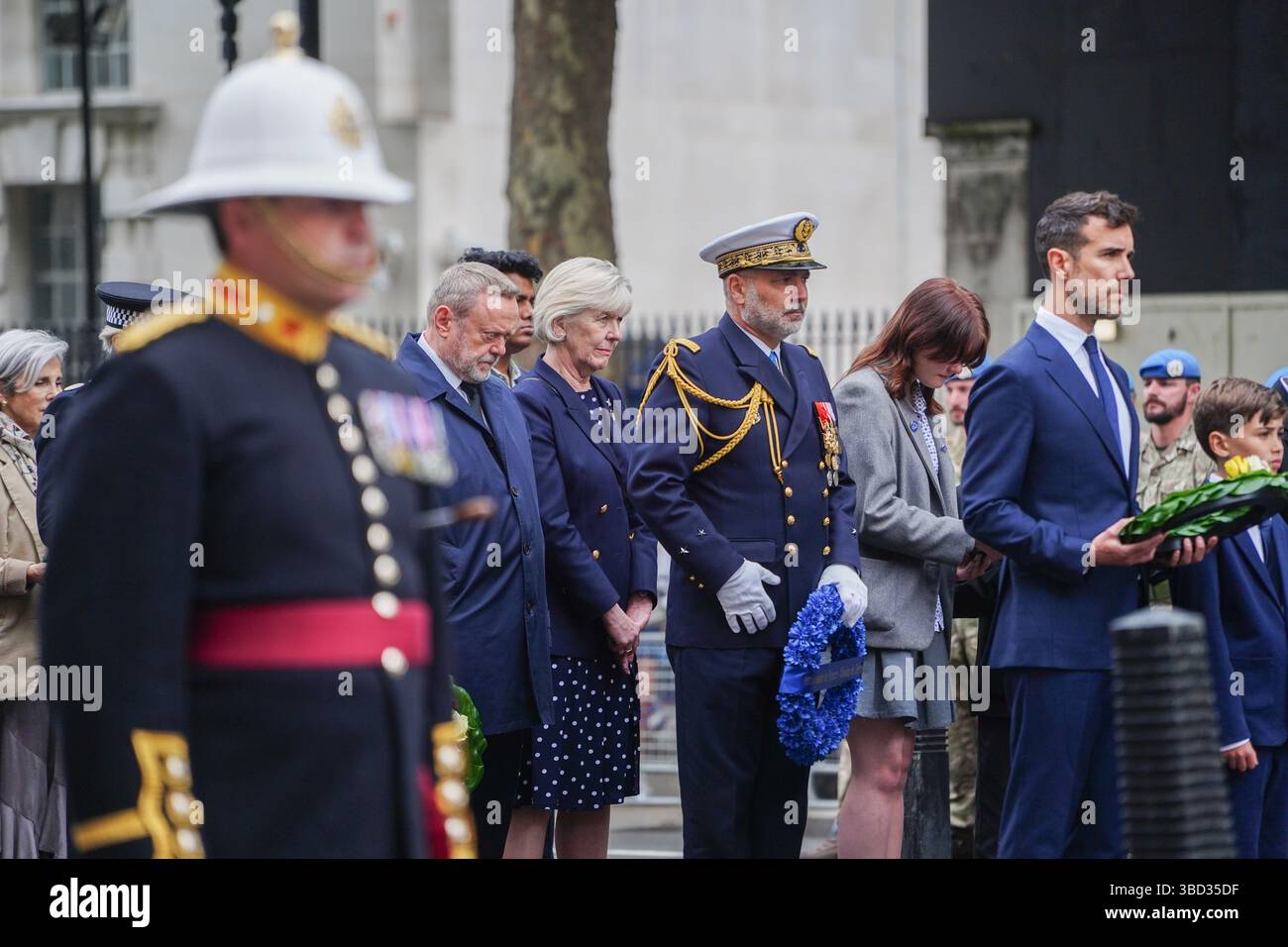 London, UK. 22 May 2025. A wreath laying ceremony at the cenotaph in ...