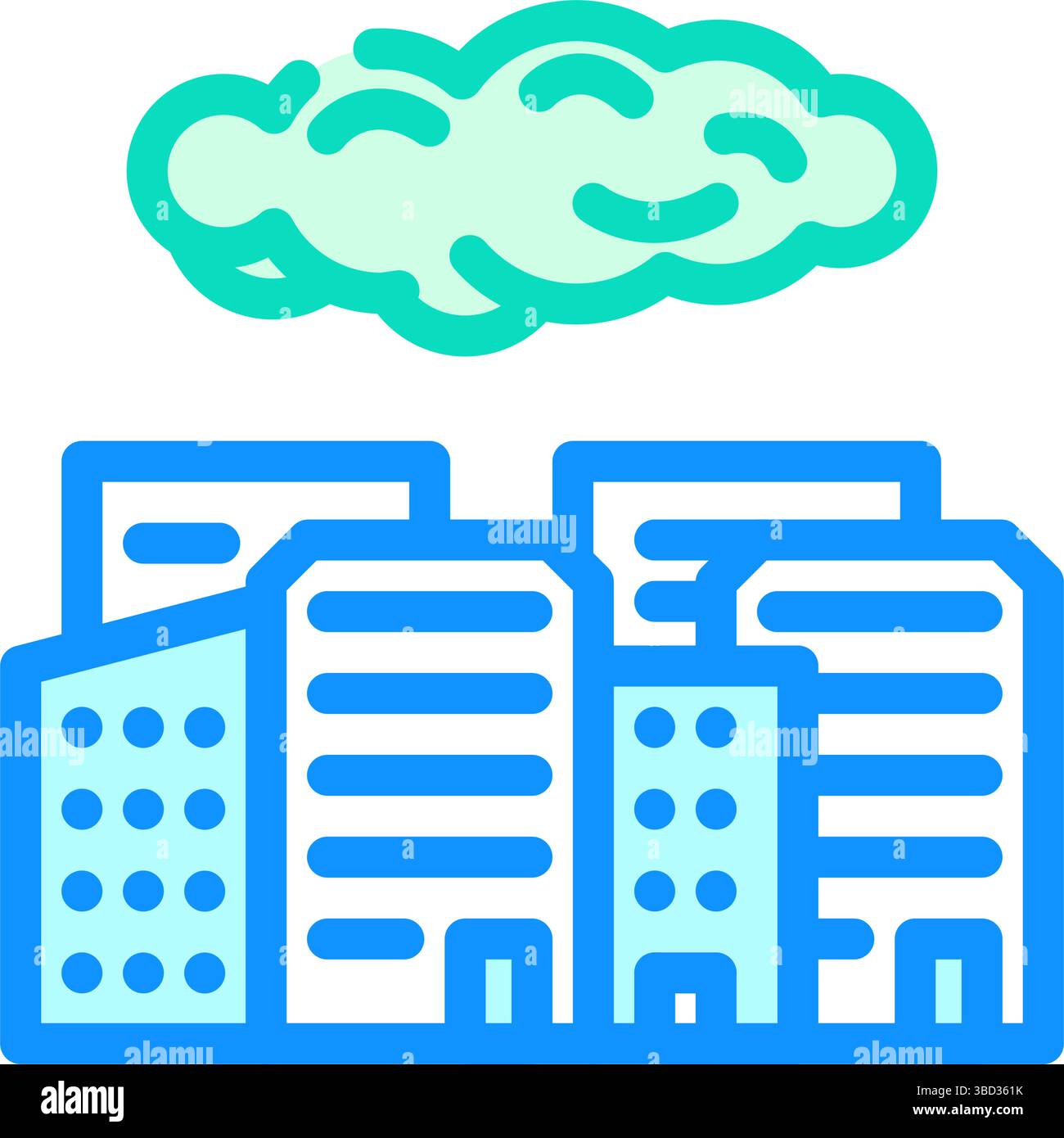 dangerous glowing cloud over city radioactive pollution color icon ...