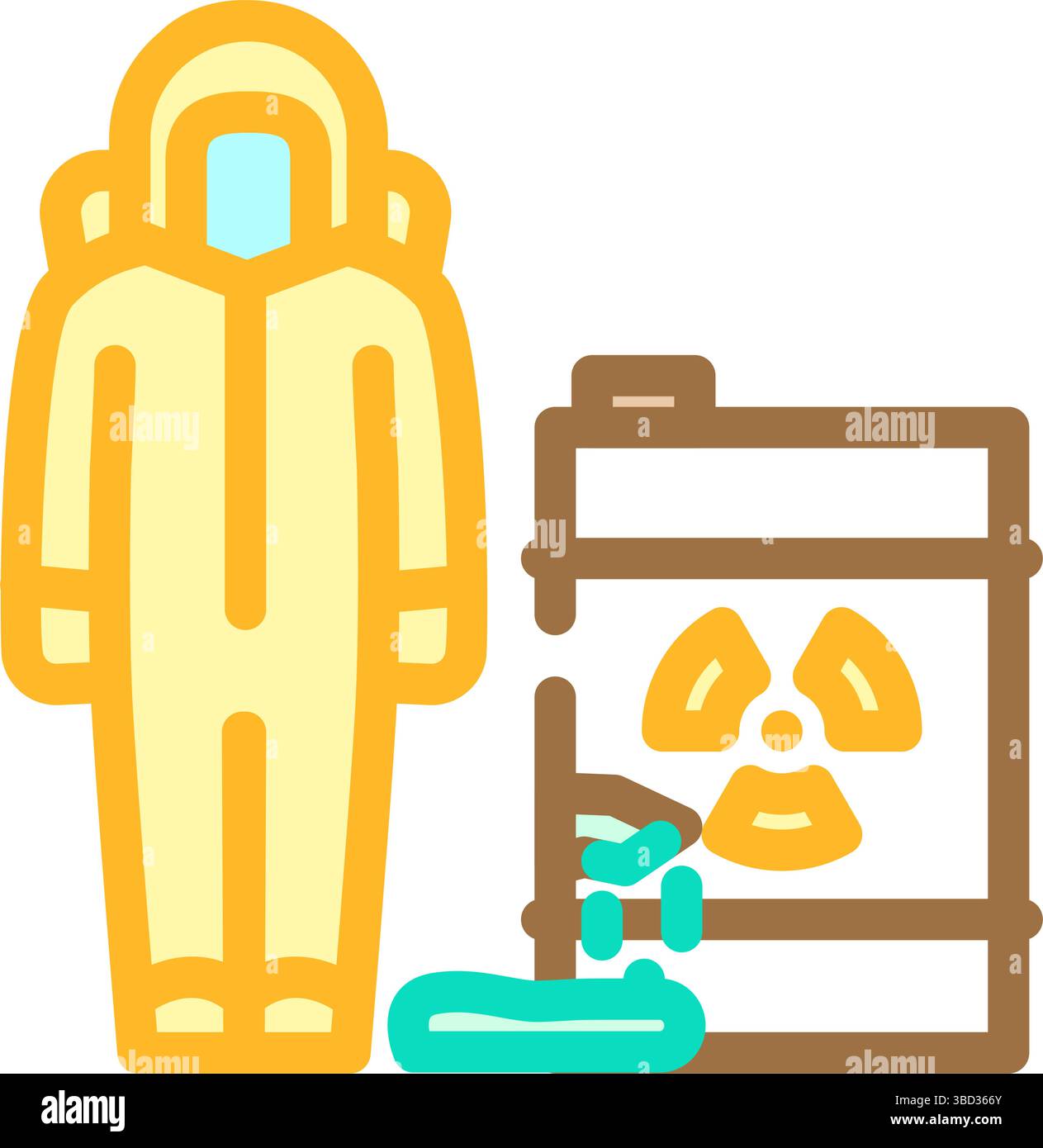 person hazmat suit near spill radioactive pollution color icon vector ...