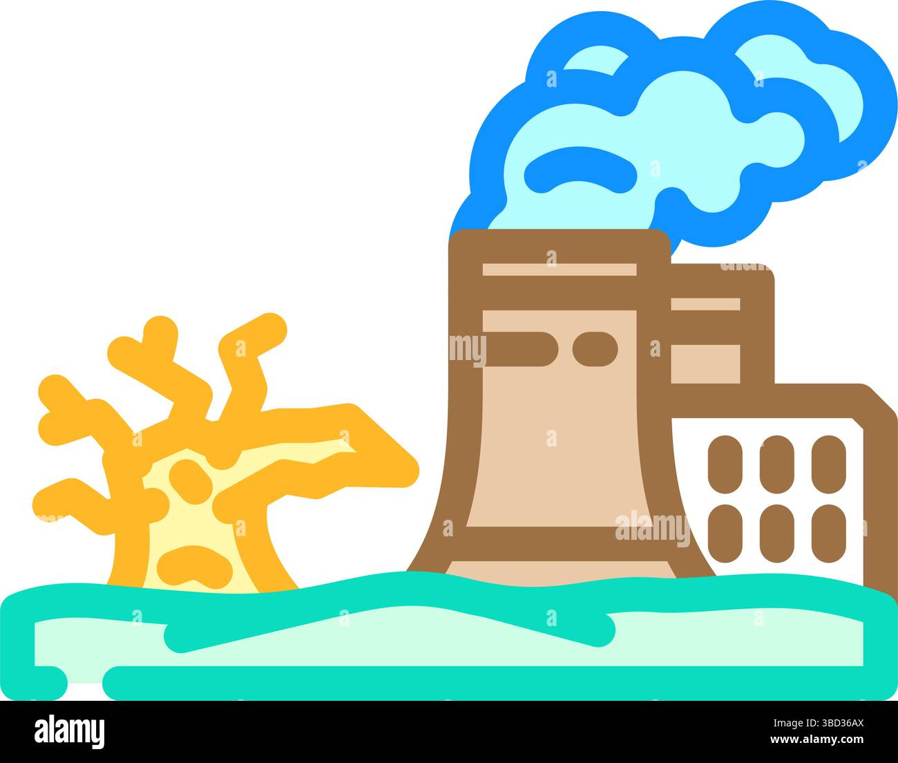 dead plants near site radioactive pollution color icon vector ...