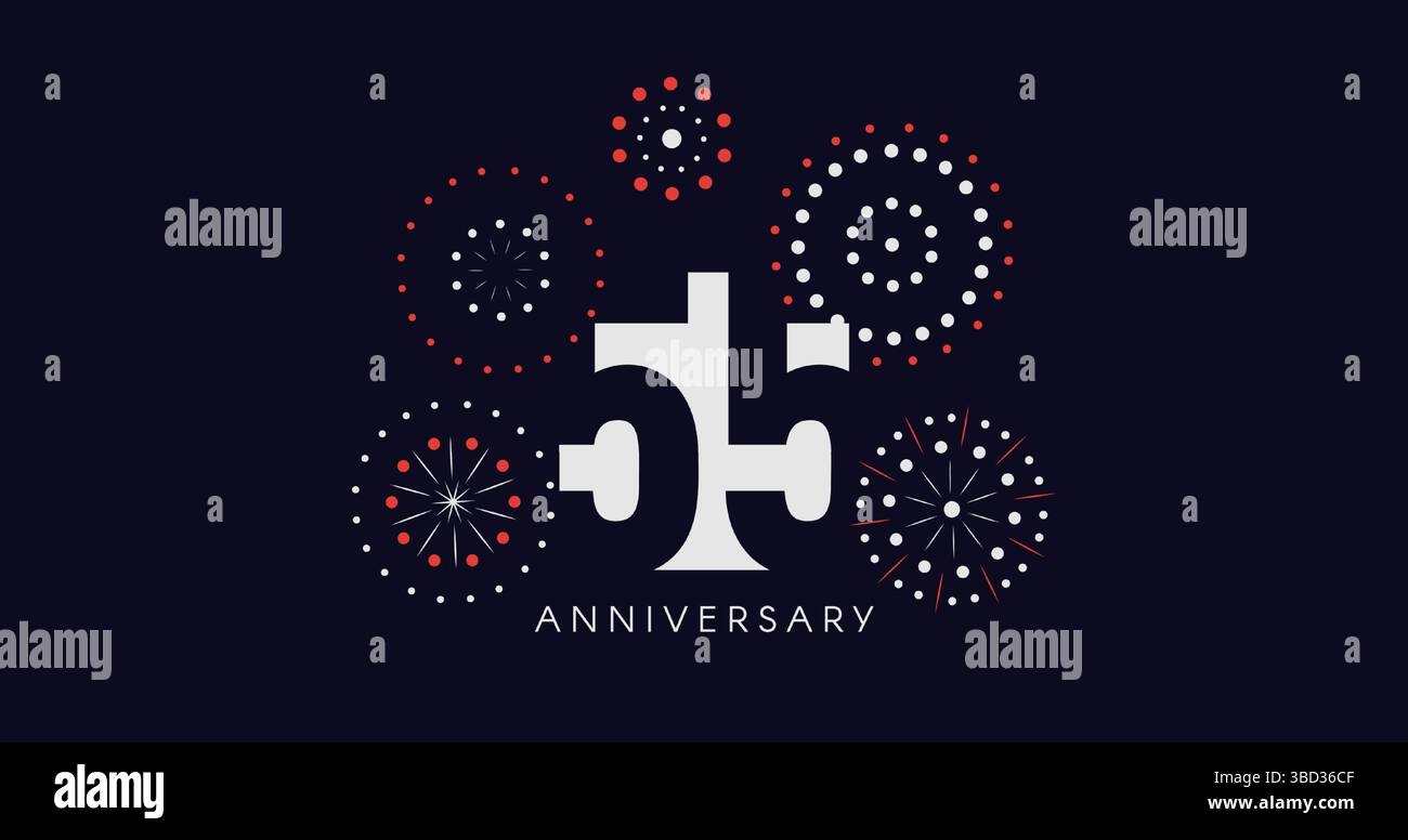 55th Anniversary Celebration Design With Fireworks on Dark Background ...