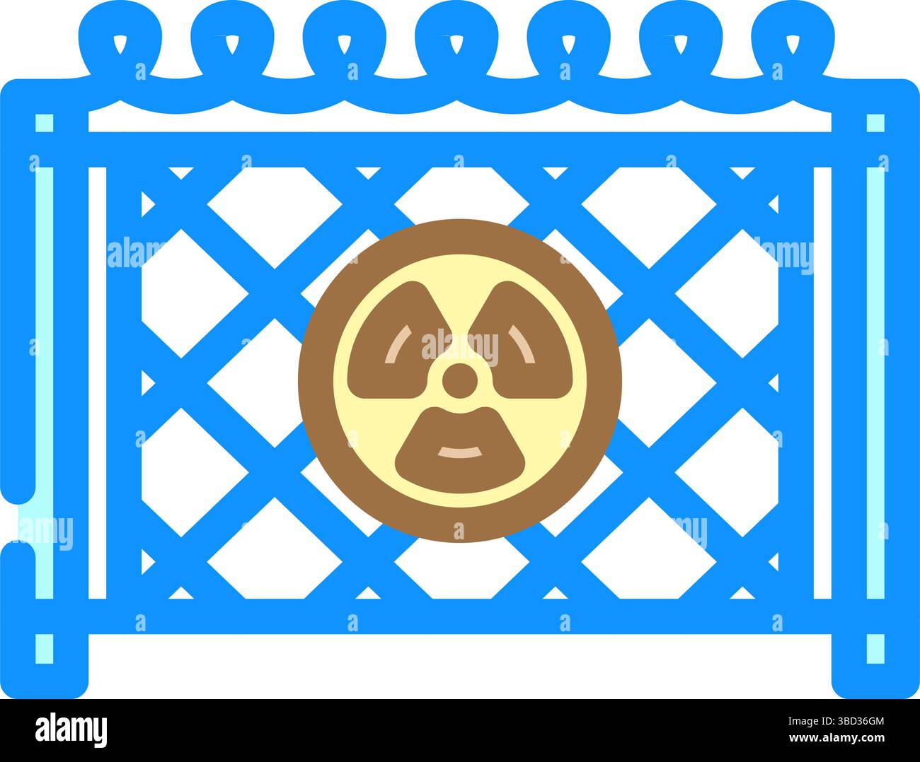radiation on fence radioactive pollution color icon vector illustration ...