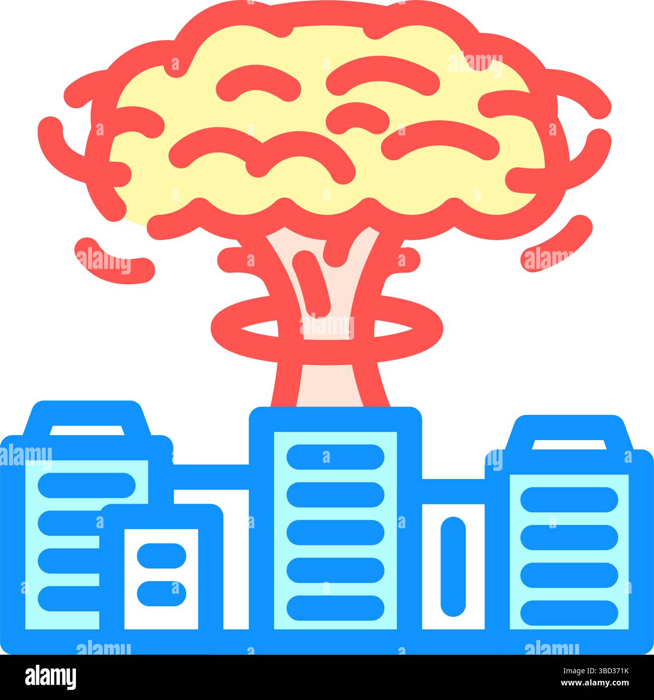 fallout on city skyline radioactive pollution color icon vector ...