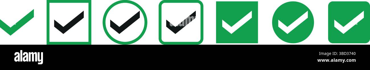 green and black checkmark icons in different shapes including circle ...