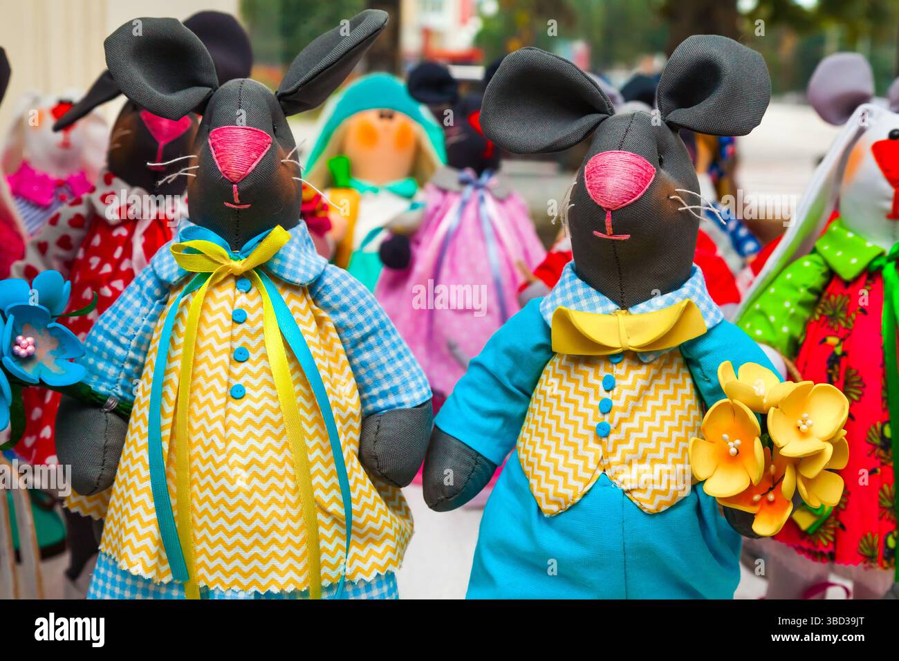 Homemade soft toys. Soft toys in the form of mice Stock Photo - Alamy