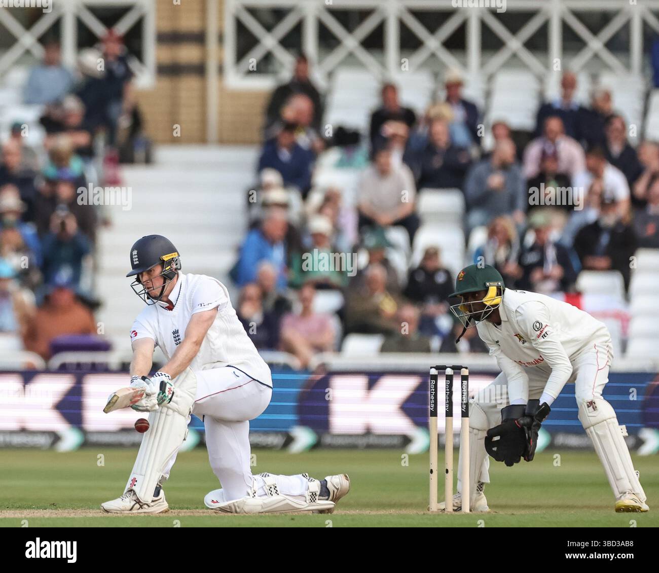 Nottingham, UK. 22nd May, 2025. Zak Crawley of England is bowled out by ...