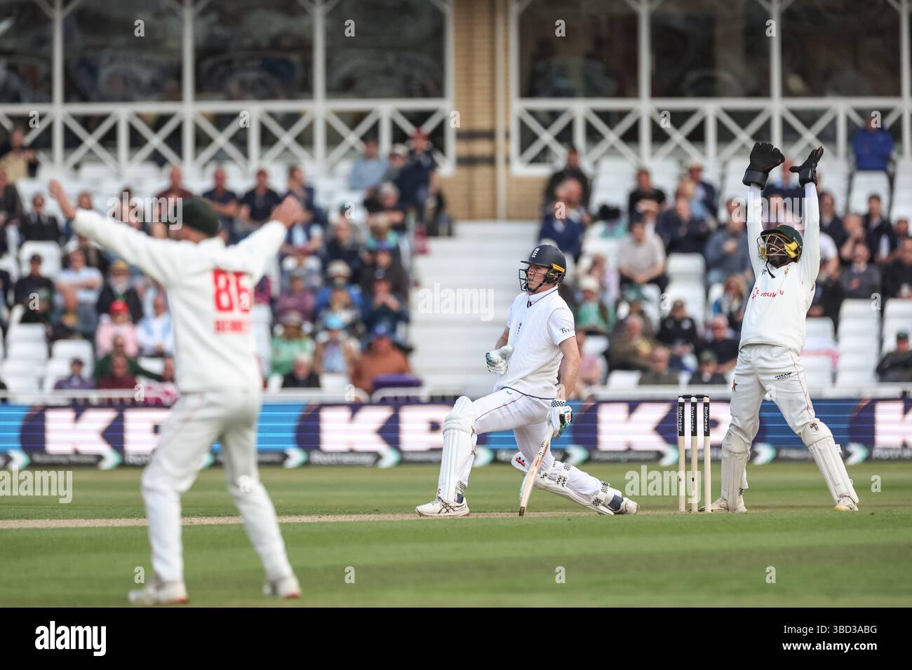 Nottingham, UK. 22nd May, 2025. Zak Crawley of England is bowled out by ...