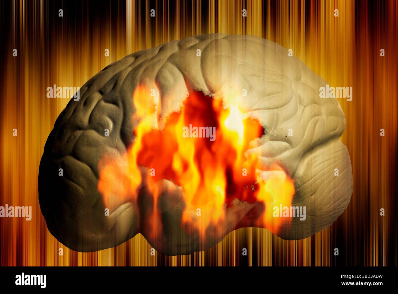human brain on fire Stock Photo - Alamy