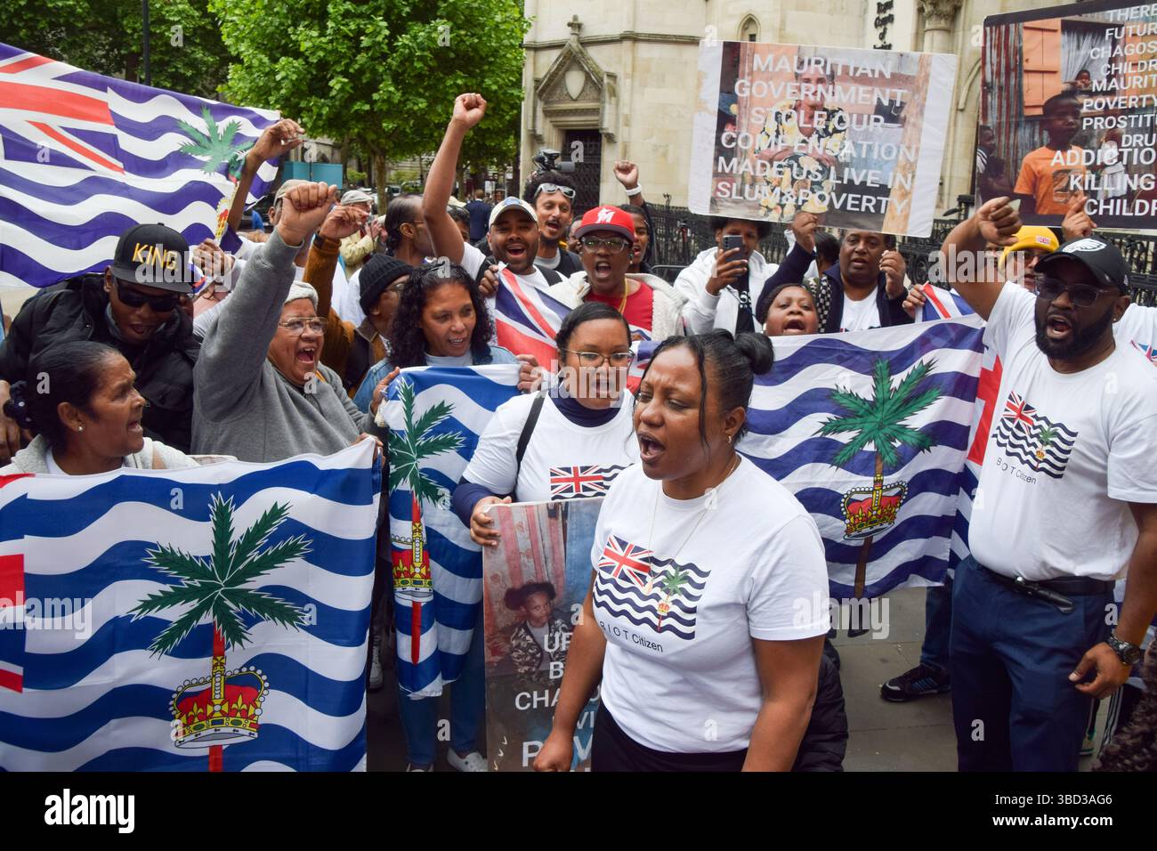 London, UK. 22nd May 2025. Members of the Chagossian community gather ...