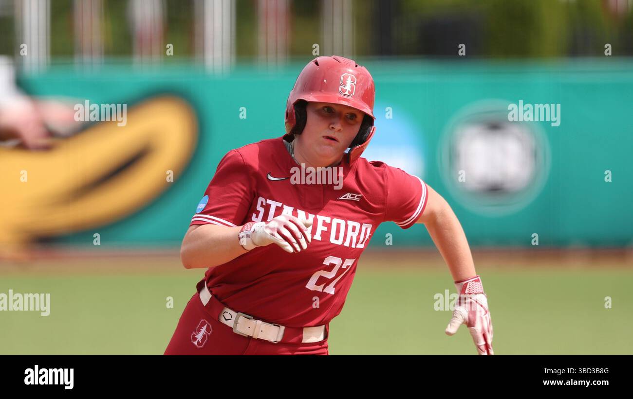 Stanford catcher Allie Clements (27) runs home during an NCAA regional ...