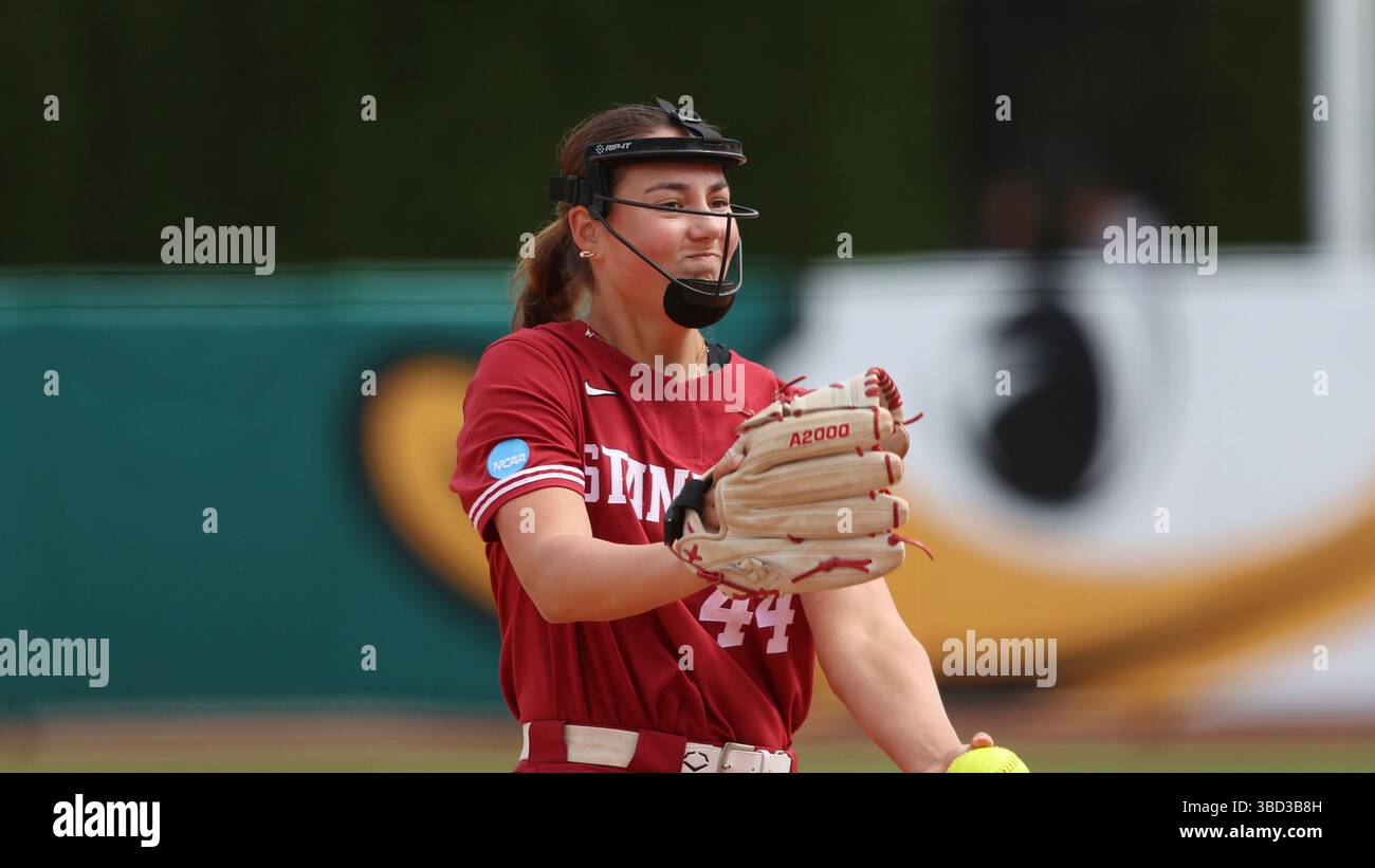 Stanford pitcher Zoe Prystajko (44) throws during an NCAA regional ...