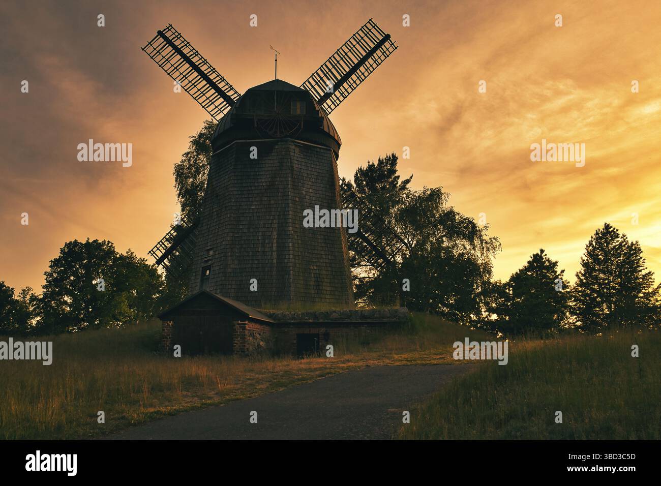 old Windmill summer sunset Stock Photo - Alamy