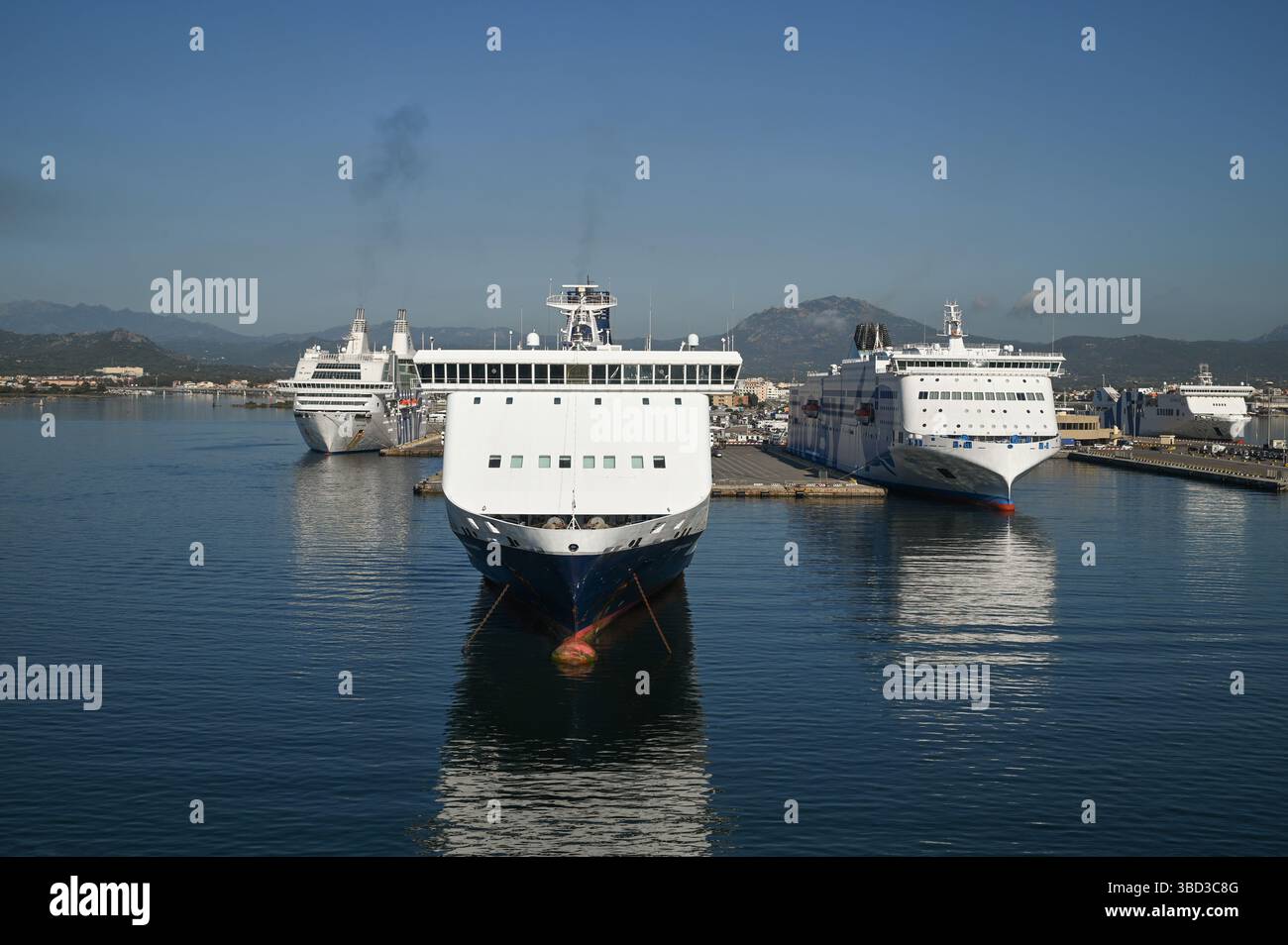 Passenger/car ferries in the port of Olbia (Sardinia, Italy Stock Photo ...