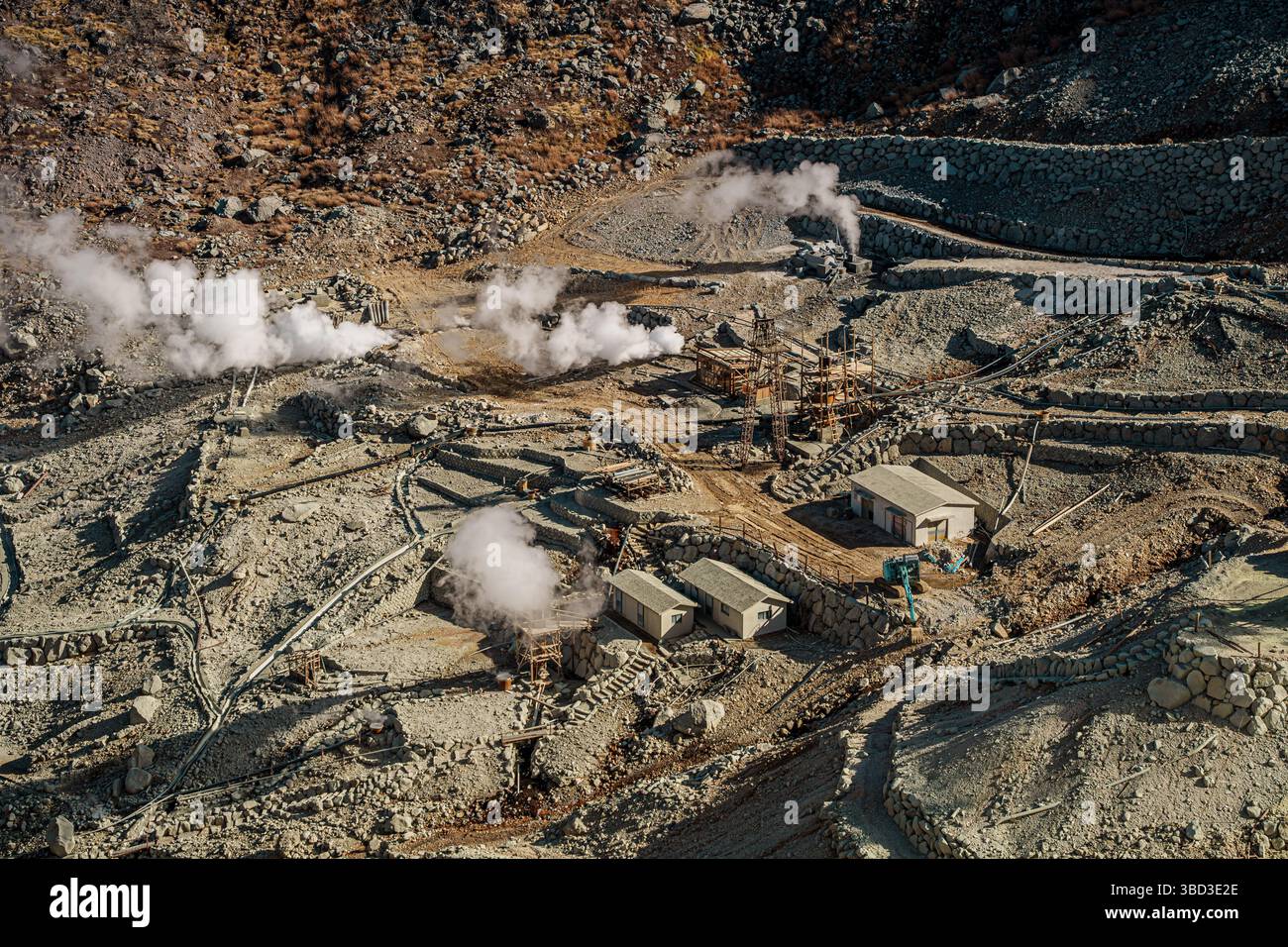 Dramatic geothermal landscape of Owakudani in Hakone, Japan, featuring ...