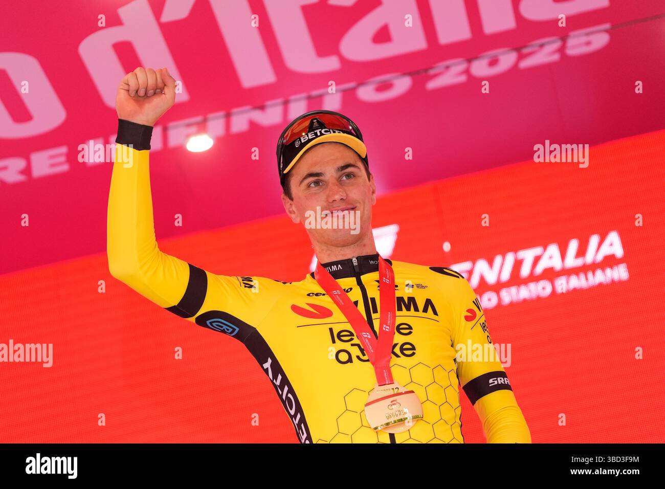 Kooij Olav of Team Visma | Lease A Bike, during the awards ceremony at the stage 12 of the Giro ...