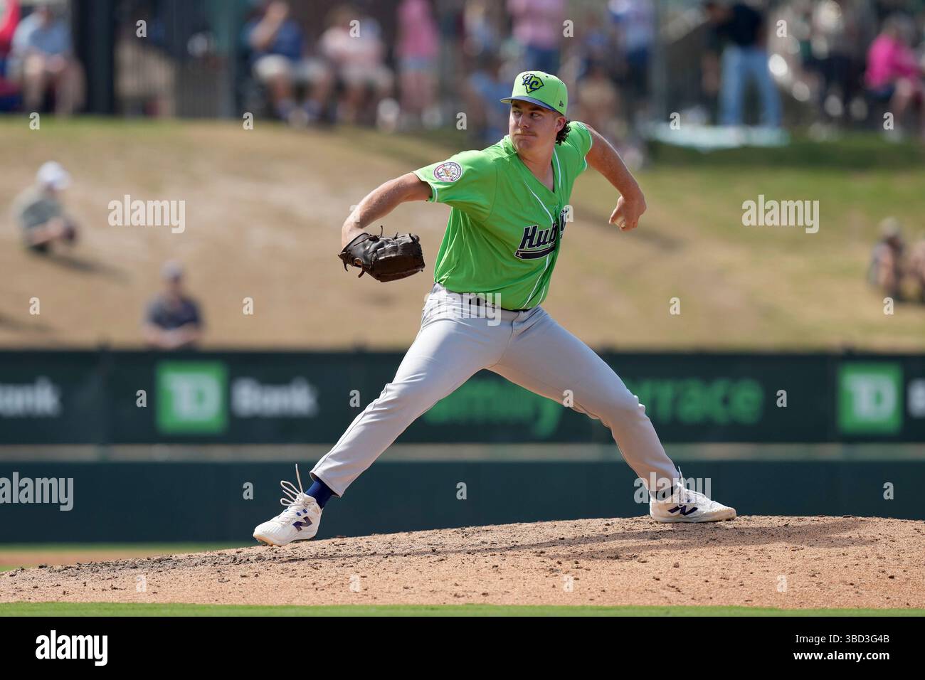 Relief pitcher Seth Clark (24) of the Hub City Spartanburgers delivers ...