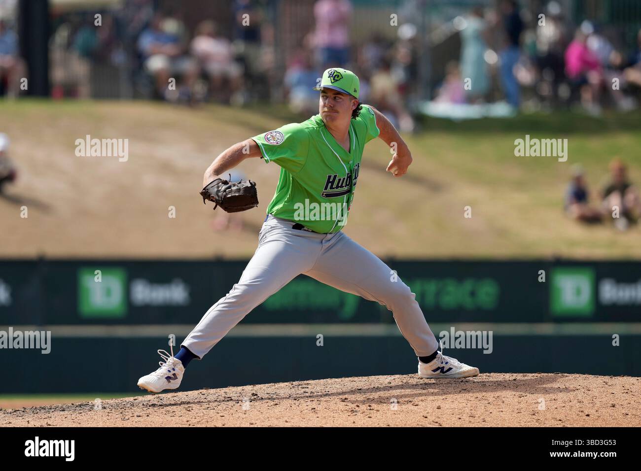 Relief pitcher Seth Clark (24) of the Hub City Spartanburgers delivers ...