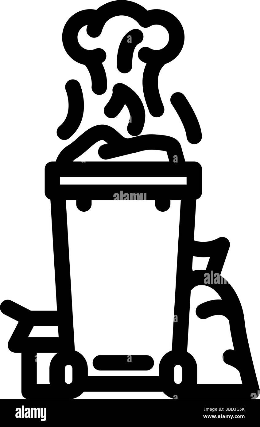 burning garbage dark smoke air pollution line icon vector illustration ...