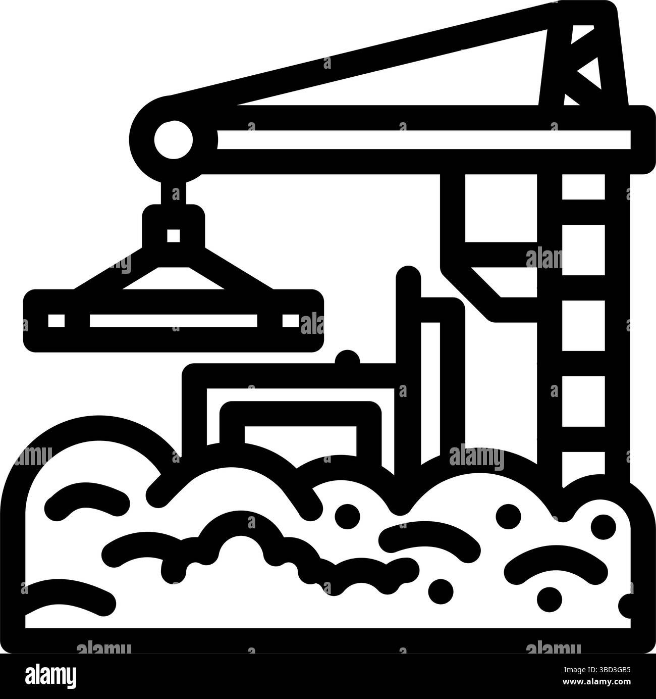 construction site raising dust clouds line icon vector illustration ...