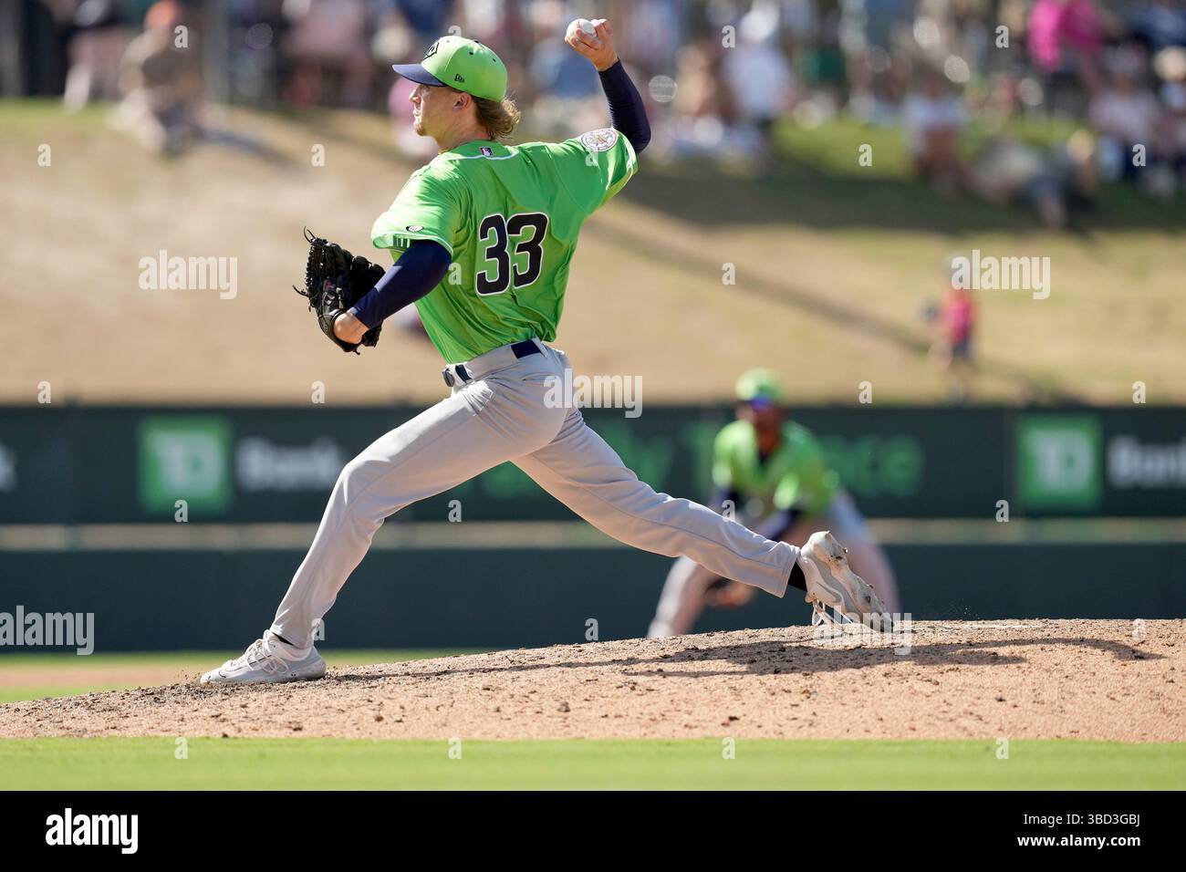 Relief pitcher Josh Sanders (33) of the Hub City Spartanburgers ...