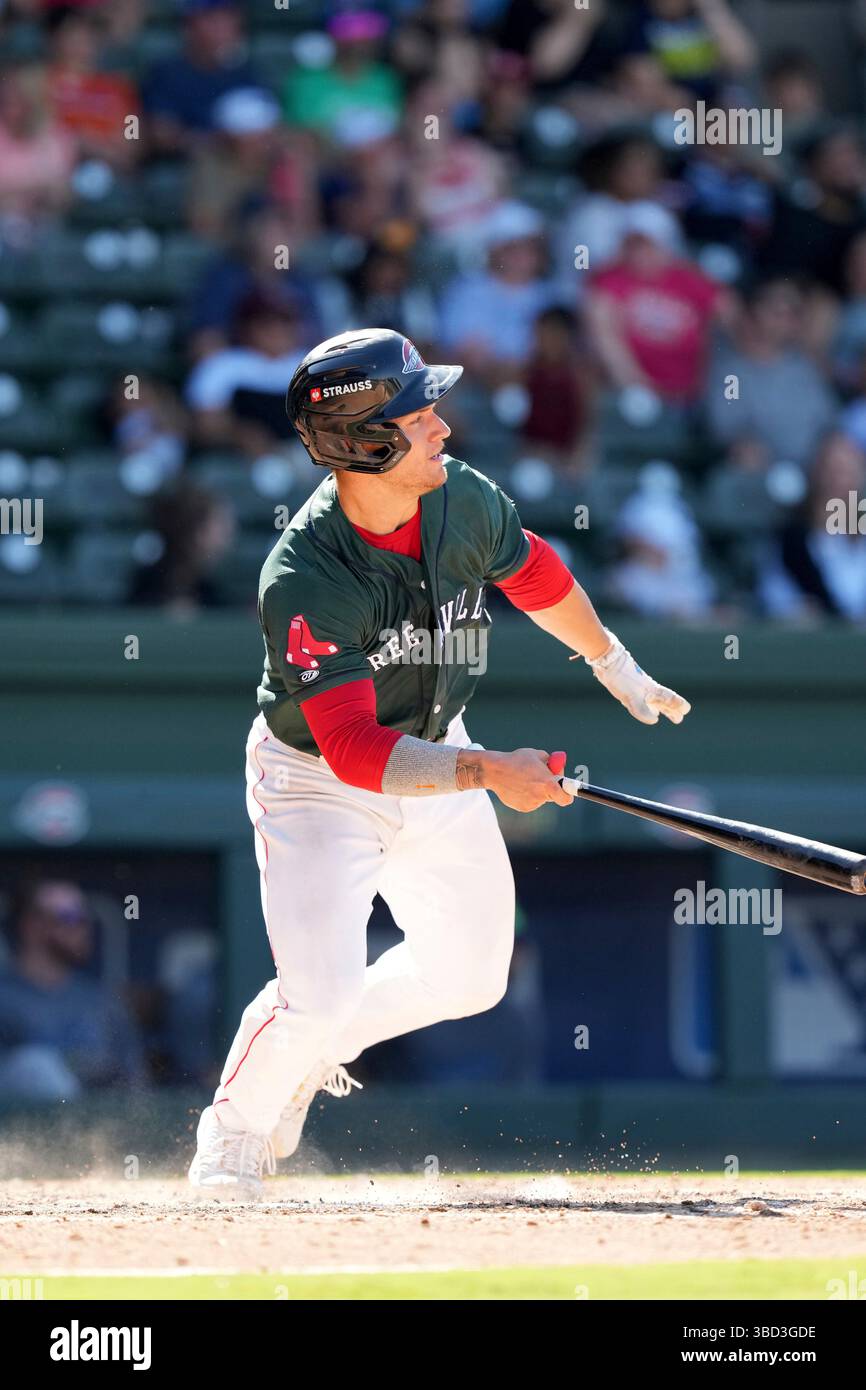 Brooks Brannon (5) of the Greenville Drive at bat in a game against the ...
