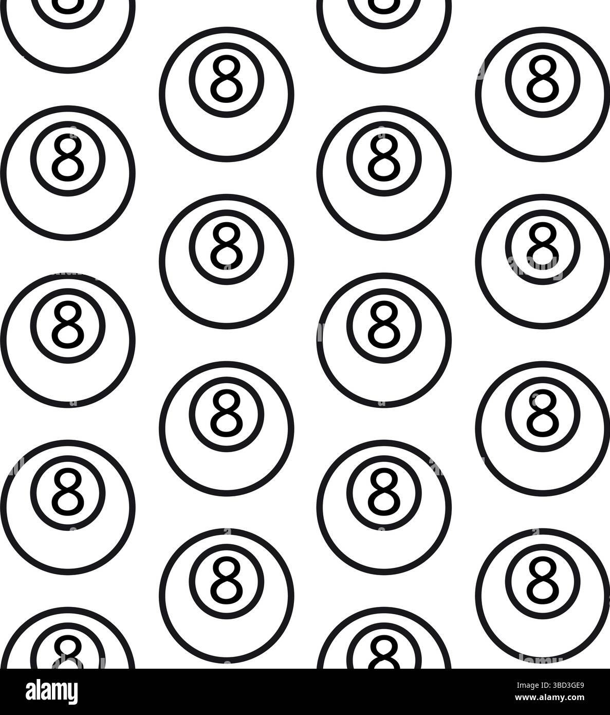 Vector seamless pattern of flat outline 8 bowling ball isolated on ...