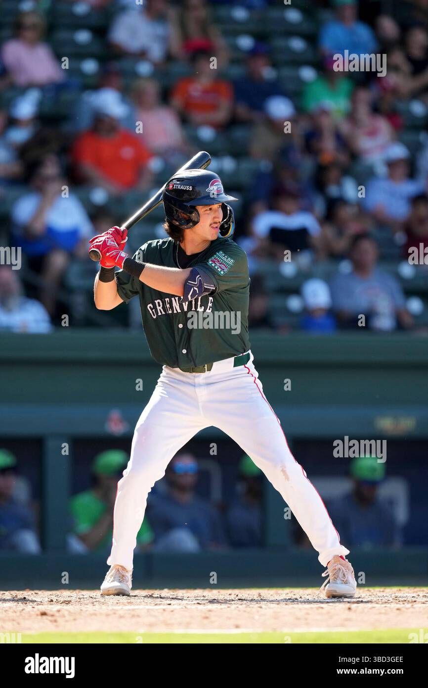 Justin Reimer (6) of the Greenville Drive at bat in a game against the ...