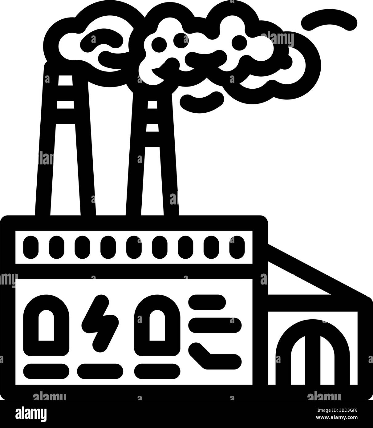 power plant releasing co2 air pollution line icon vector illustration ...