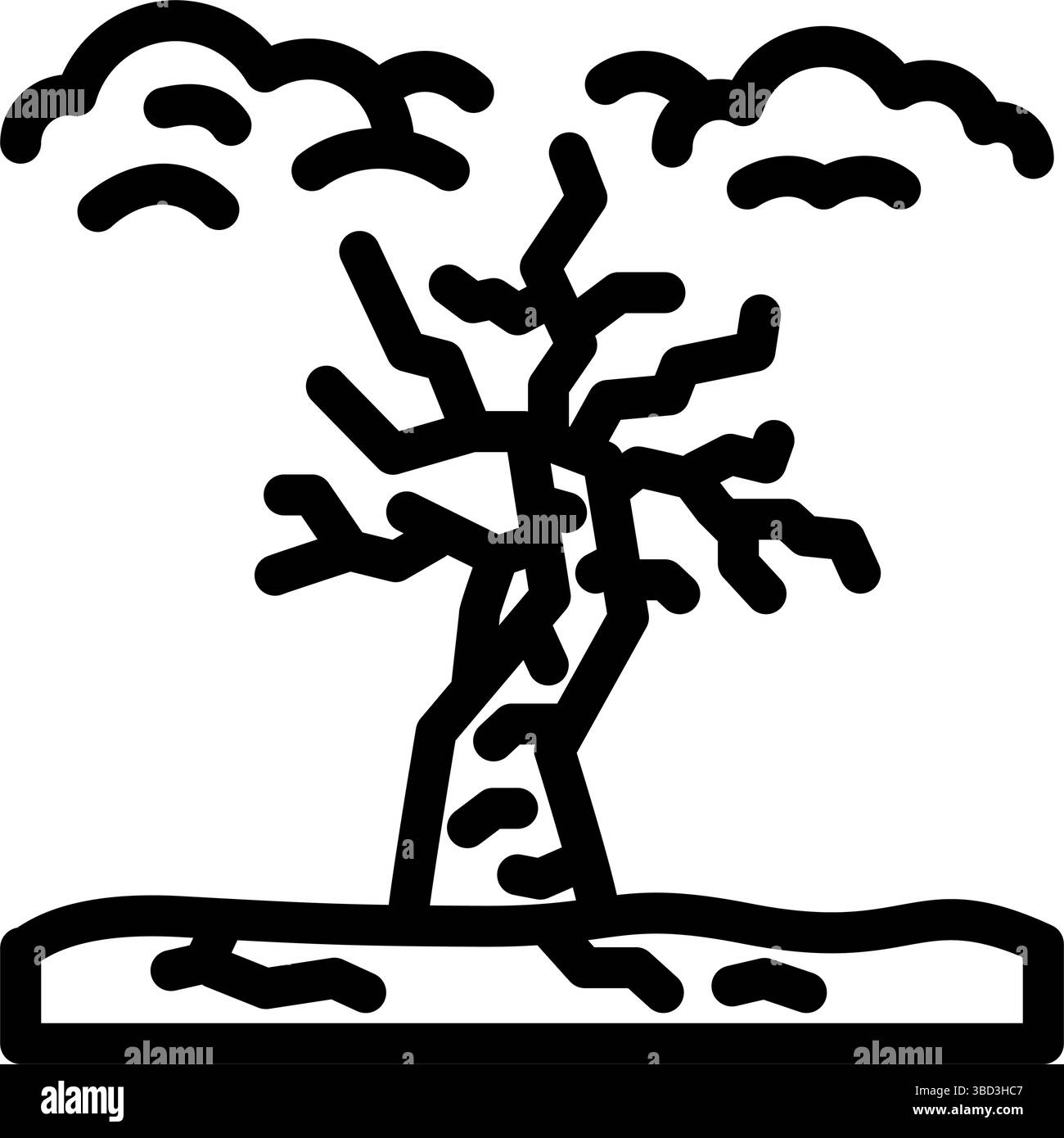 dead withered tree under polluted sky line icon vector illustration ...
