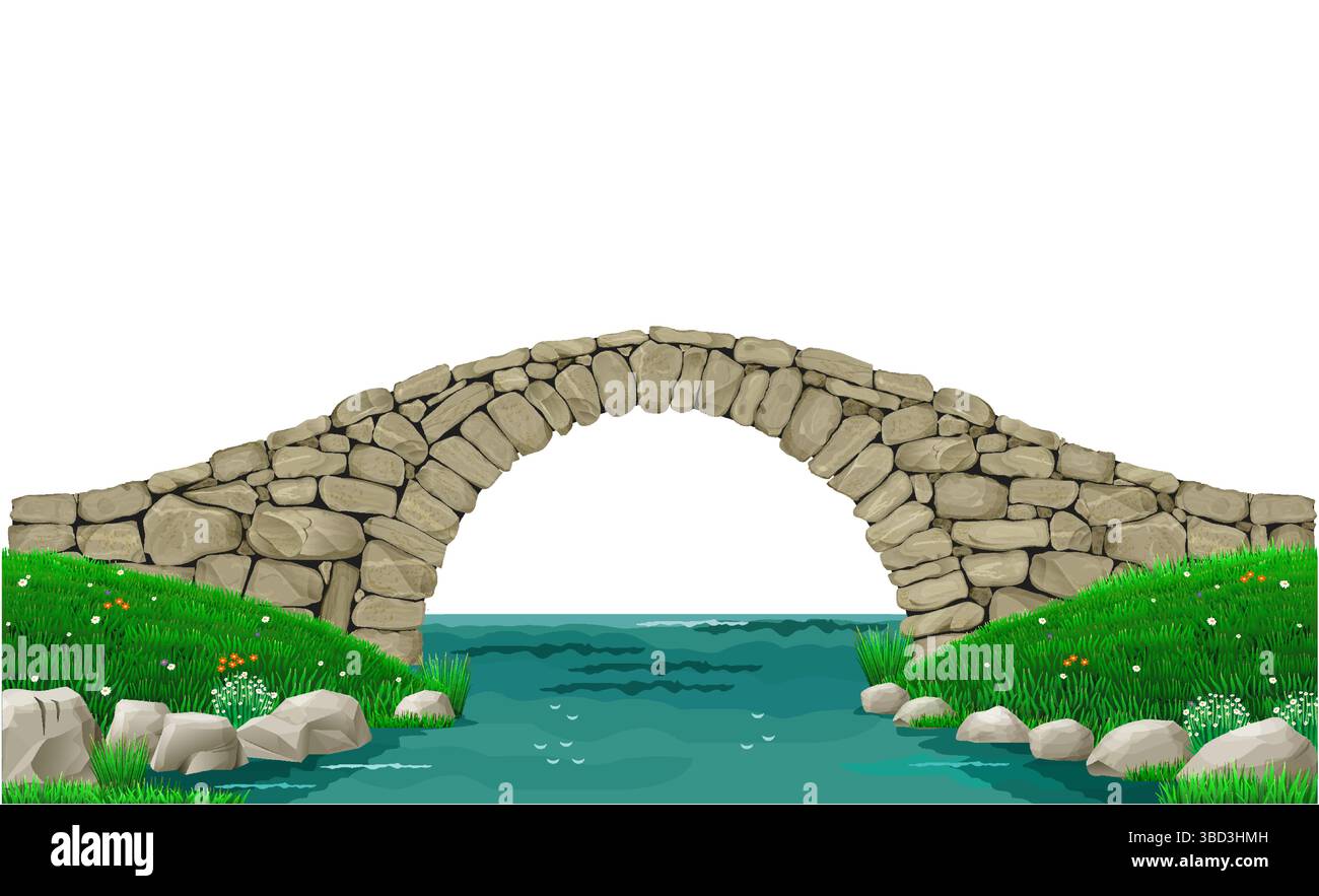 Old stone brick bridge Stock Vector Images - Alamy