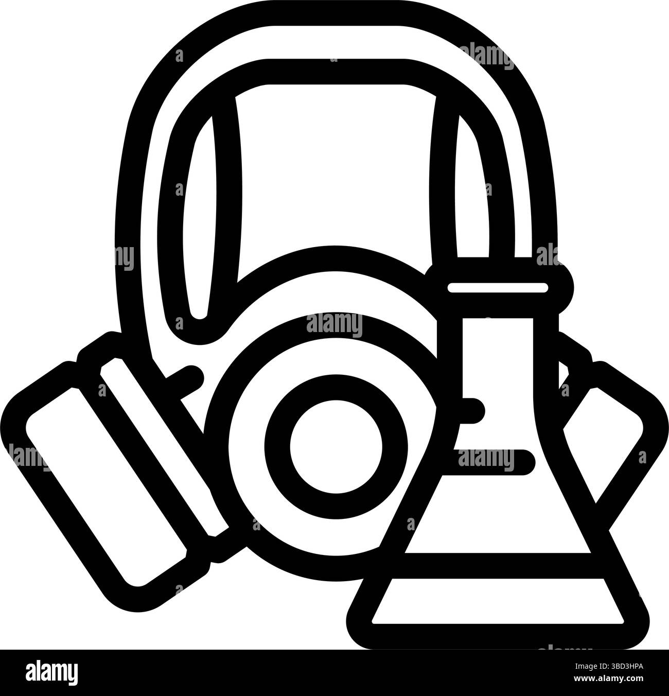 gas mask flasks chemical pollution line icon vector illustration Stock ...