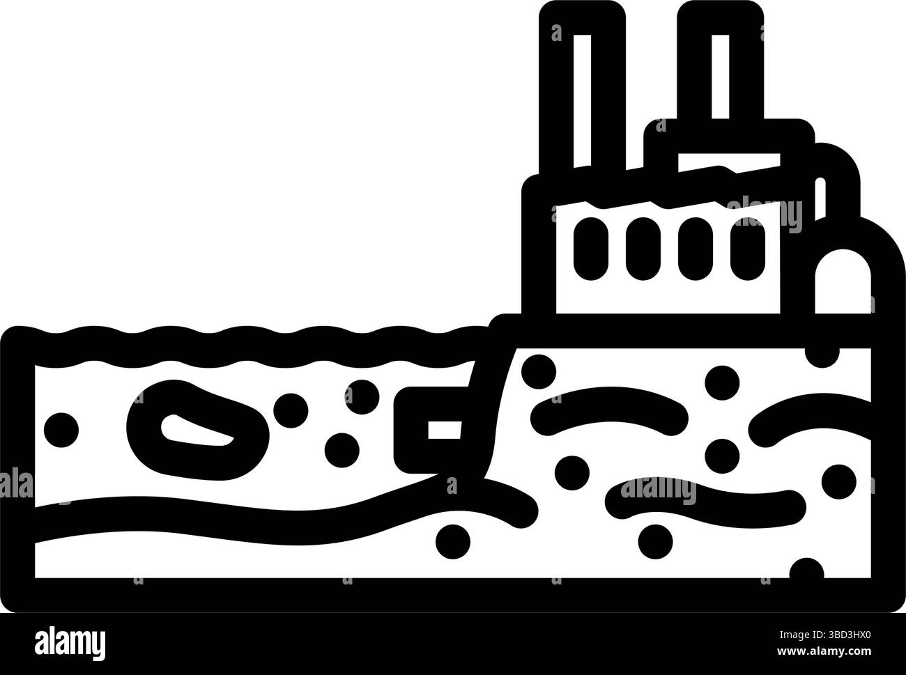 industrial plant near polluted lake chemical pollution line icon vector ...