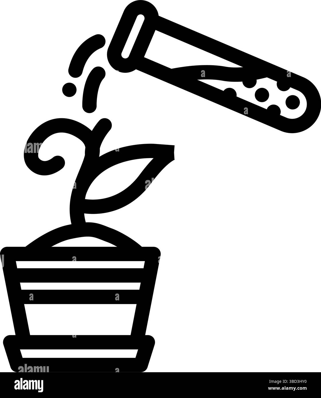 test tube spilling chemicals onto plants line icon vector illustration ...