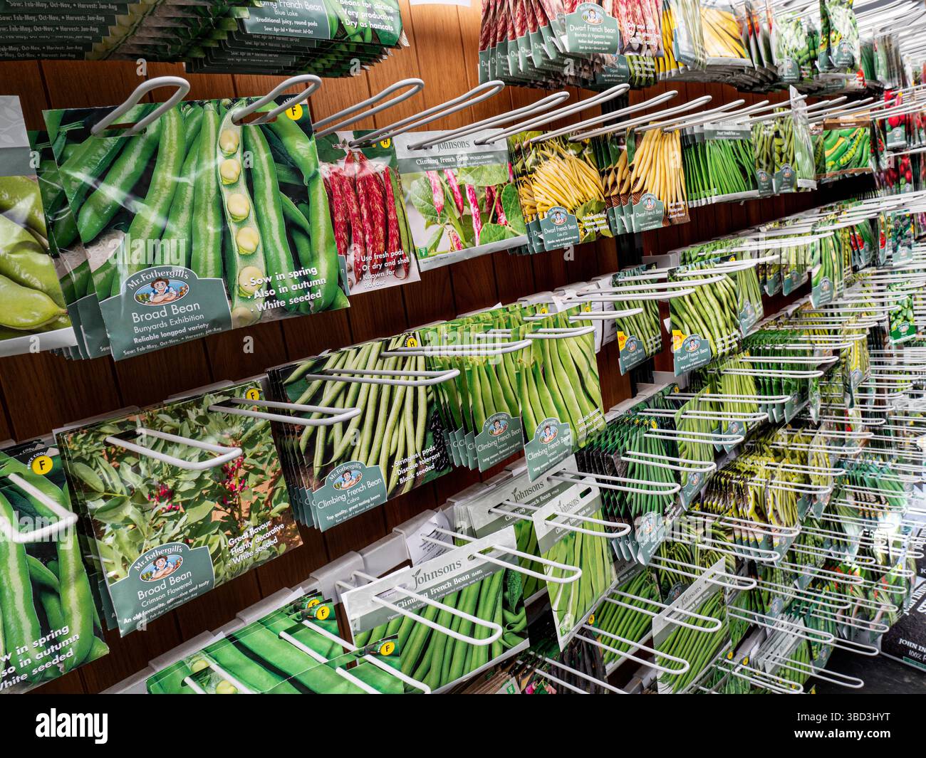 Garden Centre seeds display, spring sowing vegetable seed packets ...