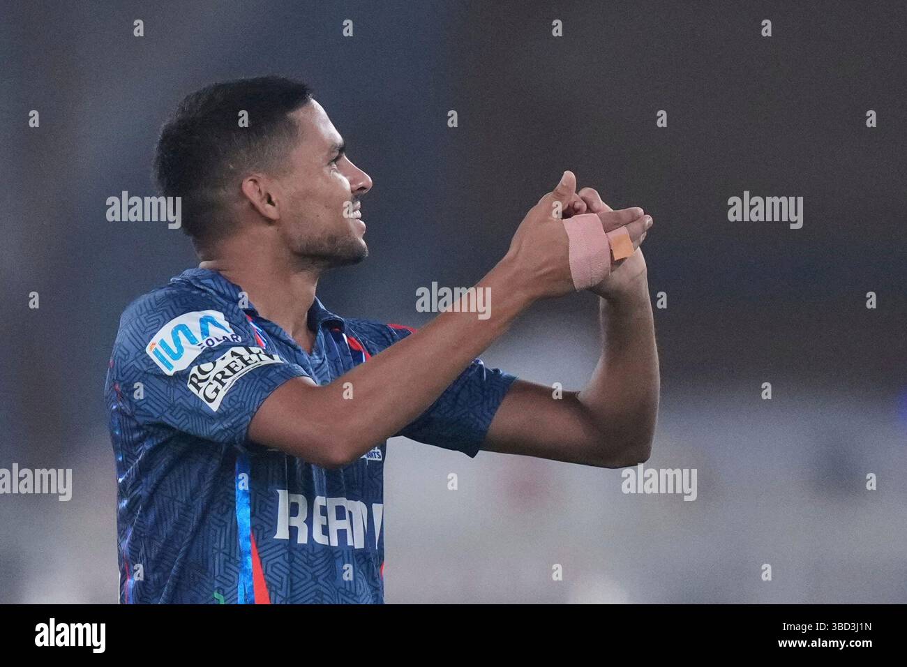 Lucknow Super Giants' Akash Singh celebrates the wicket of Gujarat ...