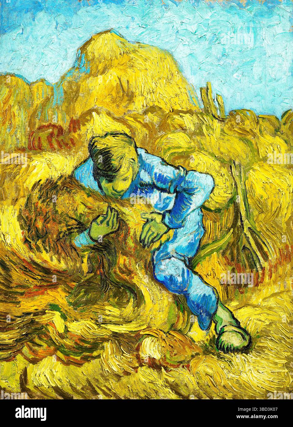 Van Gogh's 1889 tribute to Millet's peasant scenes, depicting a lone ...