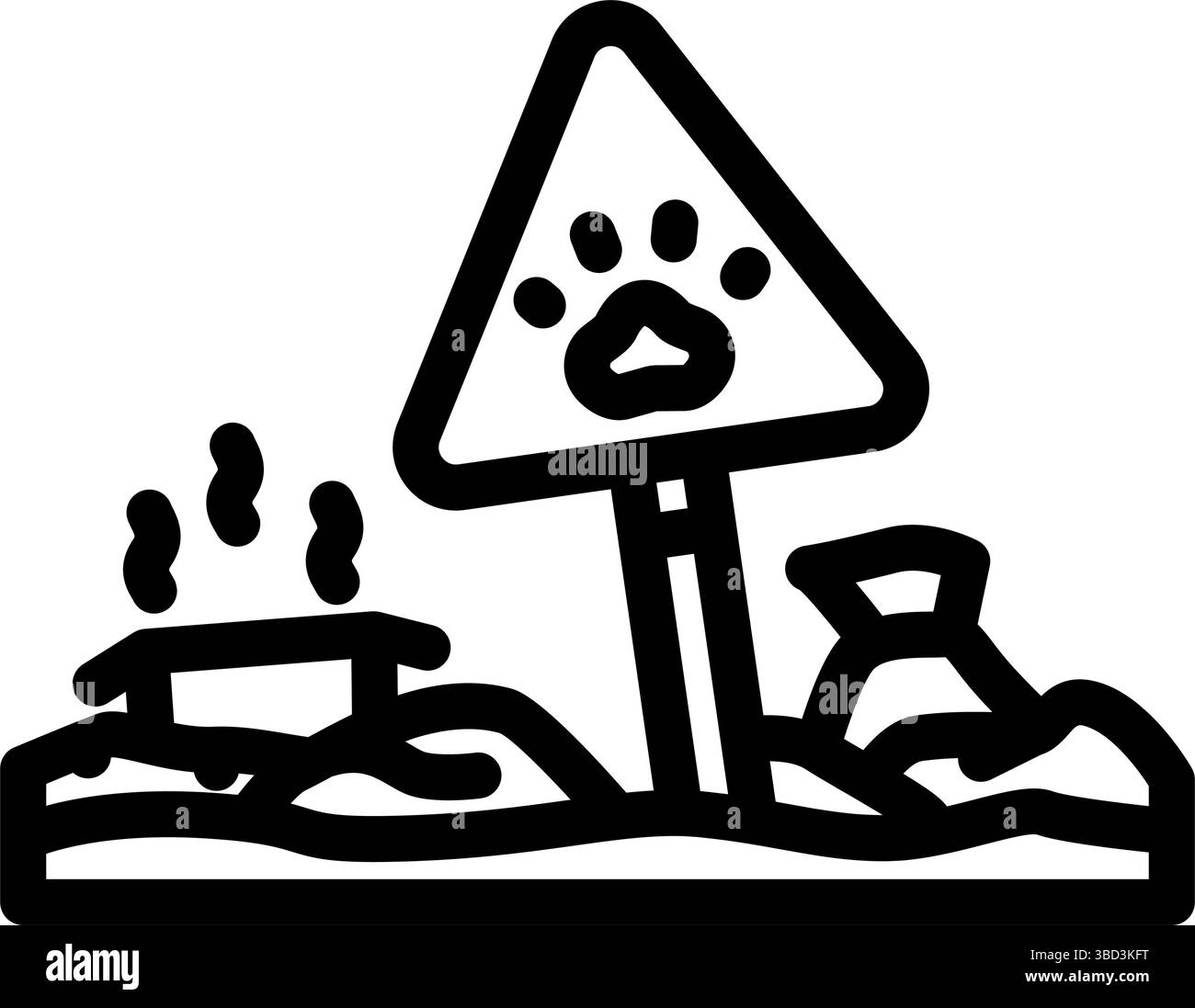 animals fleeing from polluted zone chemical pollution line icon vector ...