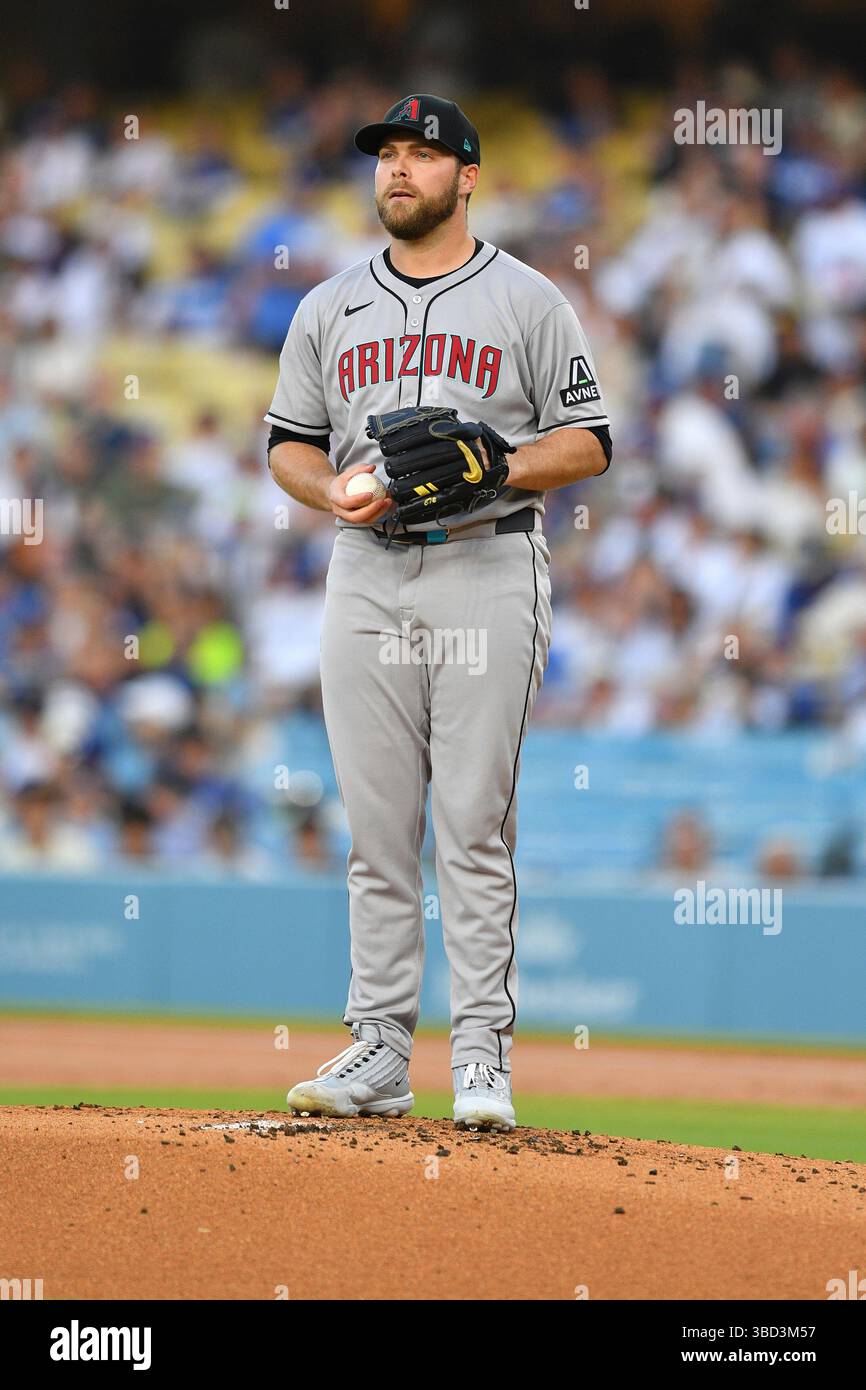 LOS ANGELES, CA - MAY 21: Arizona Diamondbacks pitcher Corbin Burnes ...