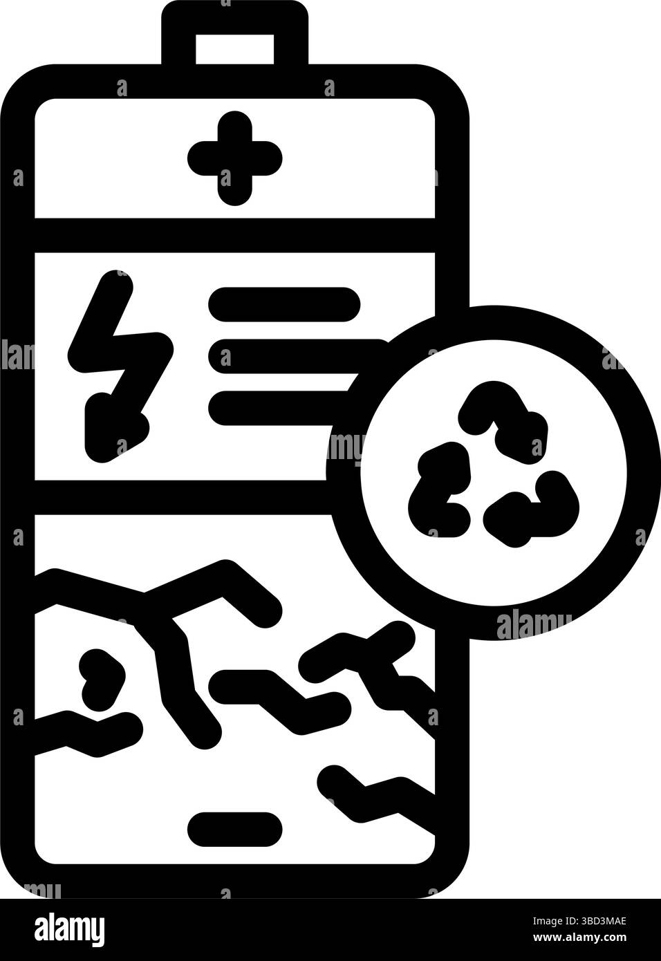 battery recycling e waste pollution line icon vector illustration Stock ...