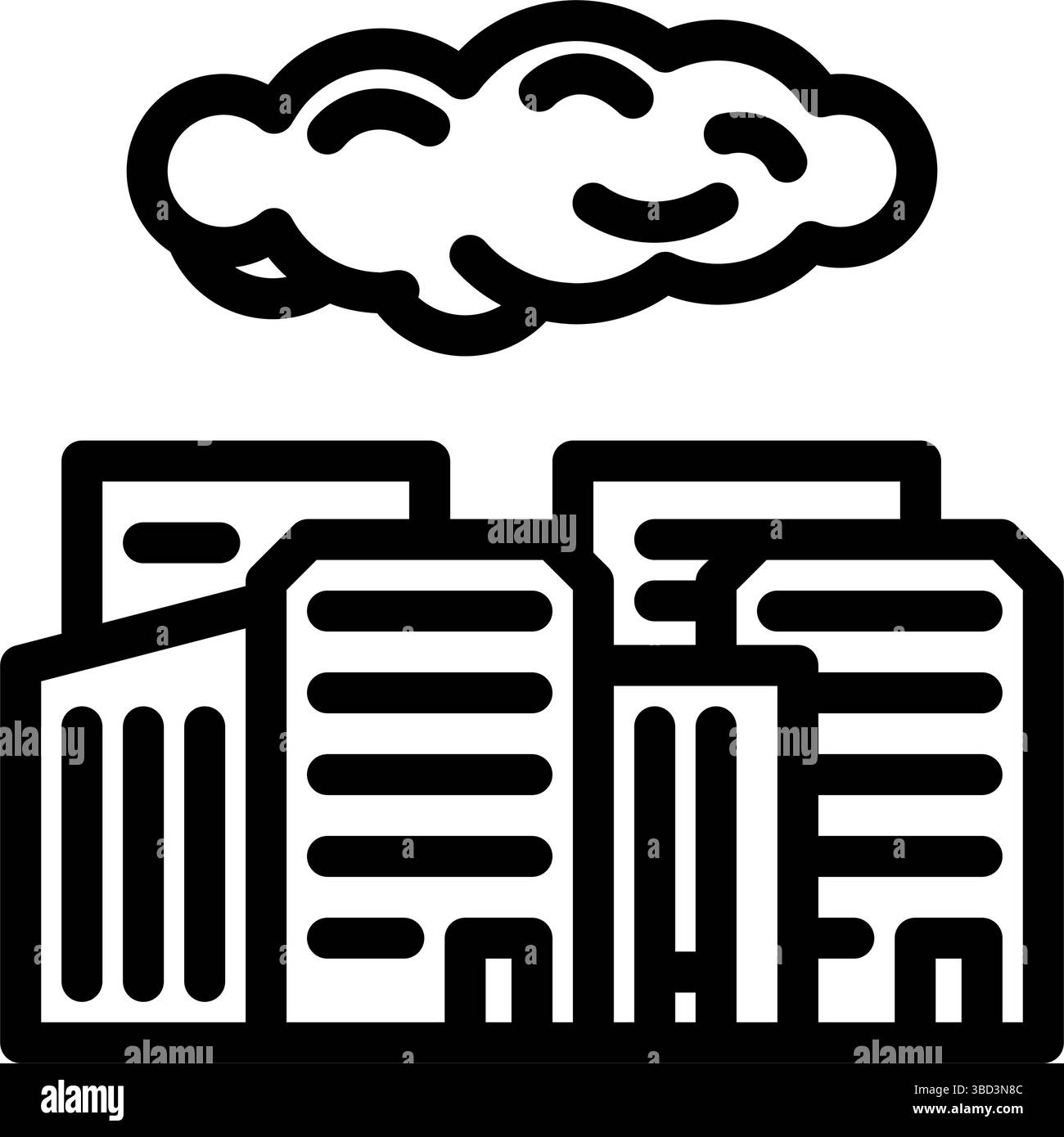 dangerous glowing cloud over city radioactive pollution line icon ...