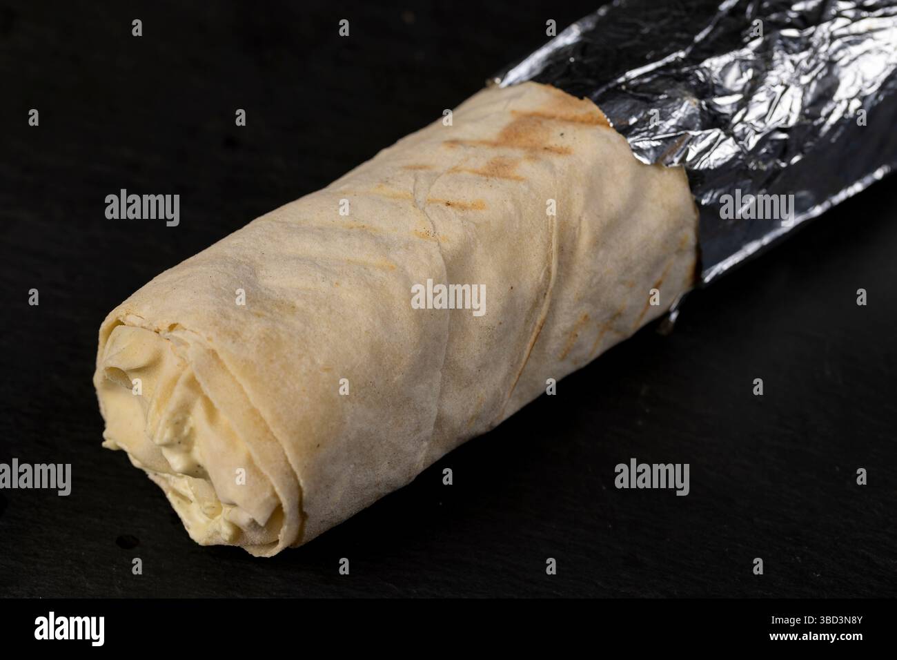 shawarma from thin tortilla with meat , fast food shawarma made from ...