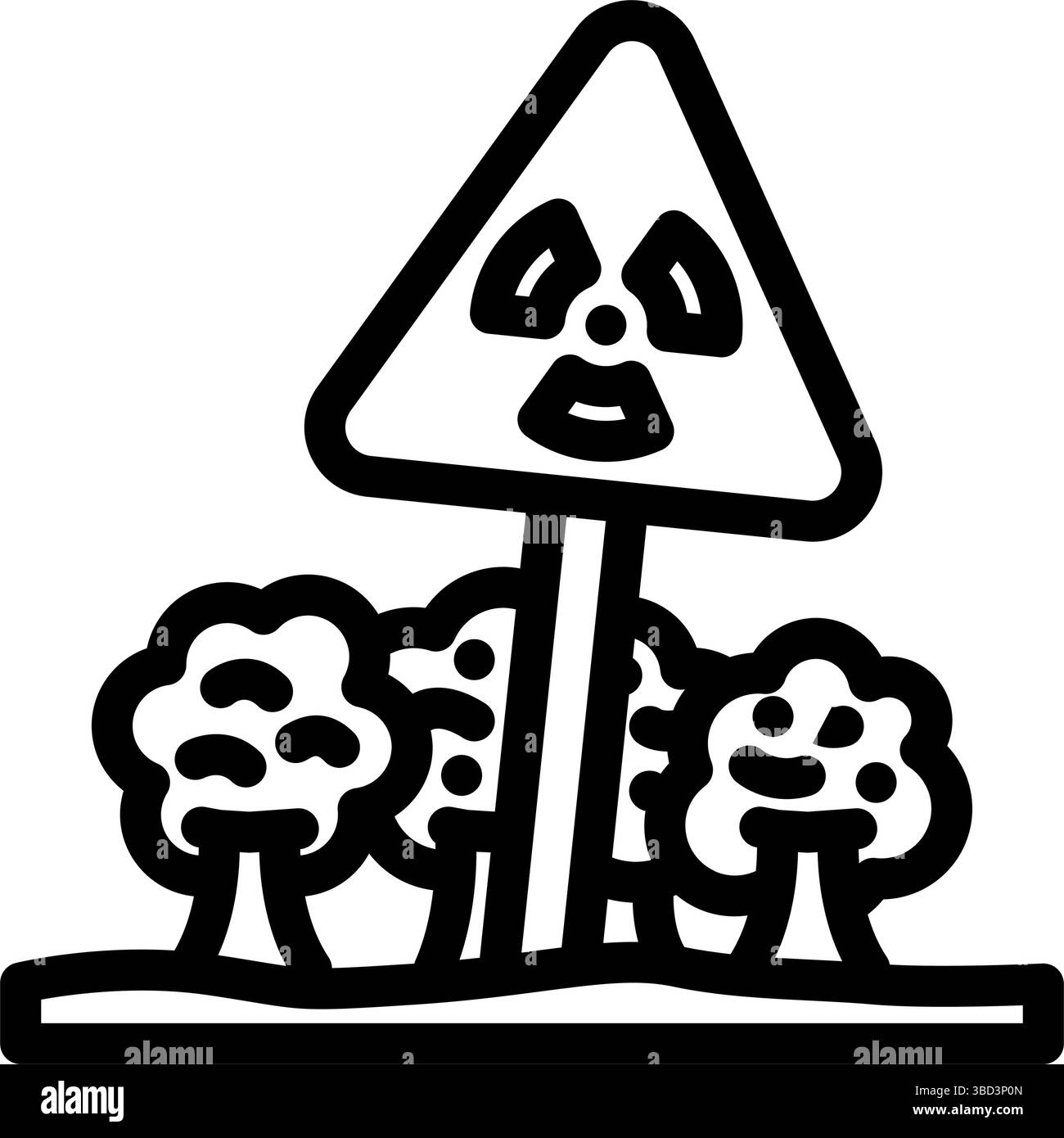 warning zone radioactive pollution line icon vector illustration Stock ...