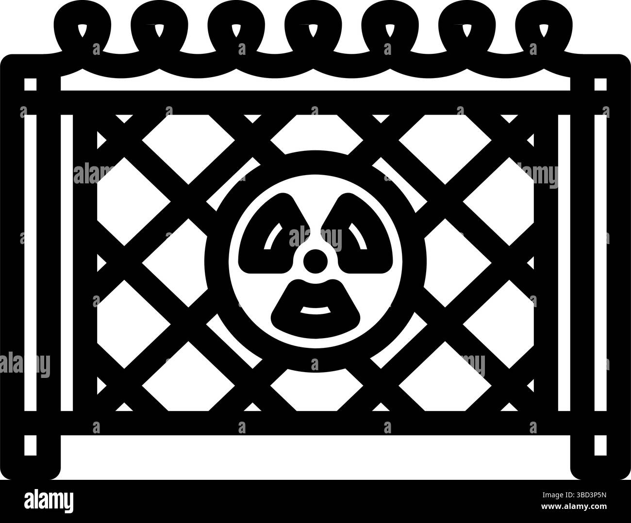 radiation on fence radioactive pollution line icon vector. radiation on ...
