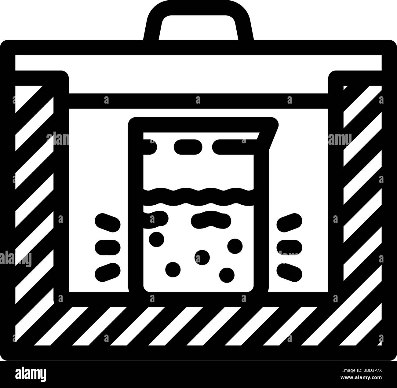 glowing liquid container radioactive pollution line icon vector ...