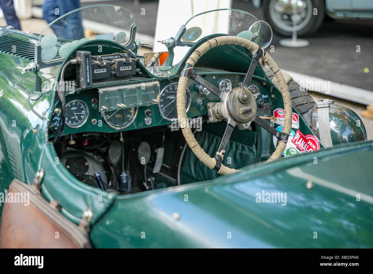 Germany Berlin May 11, 2025. Vintage cockpit green. Interior view of a ...
