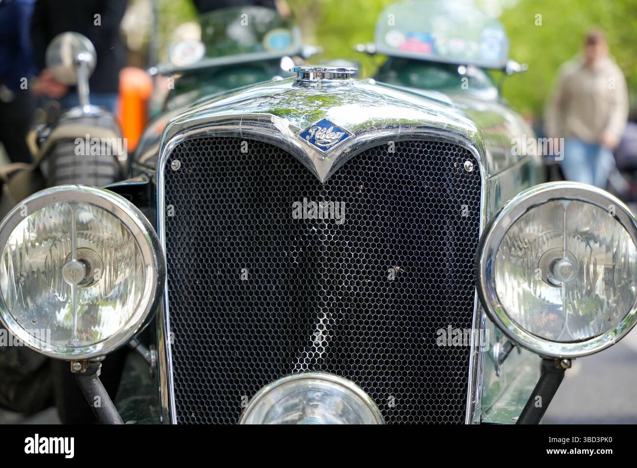 Germany Berlin May 11, 2025. Riley grille and headlights. Front view of ...