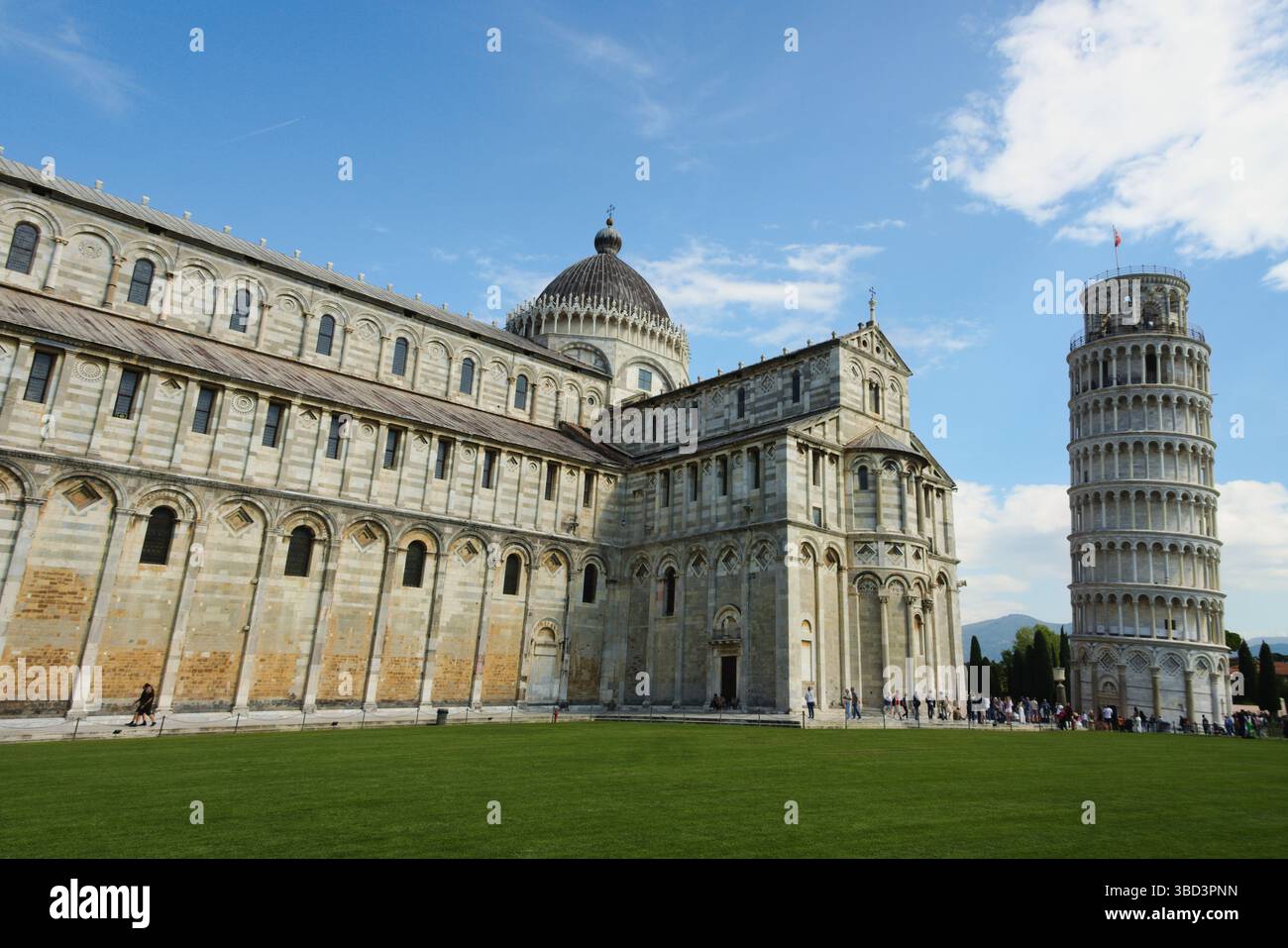 Italian square Piazza dei Miracoli with the cathedral and the Leaning ...