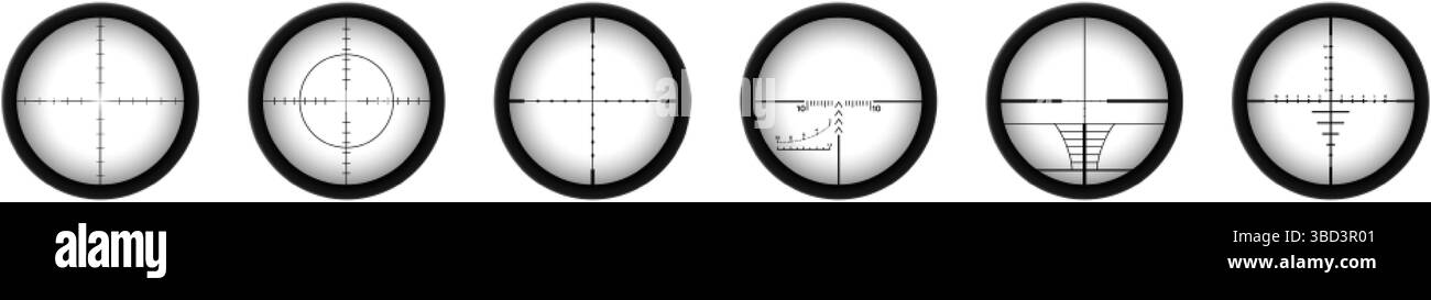 Crosshairs of a sniper scope reticle. Cross hairs of a rifle gun aiming ...
