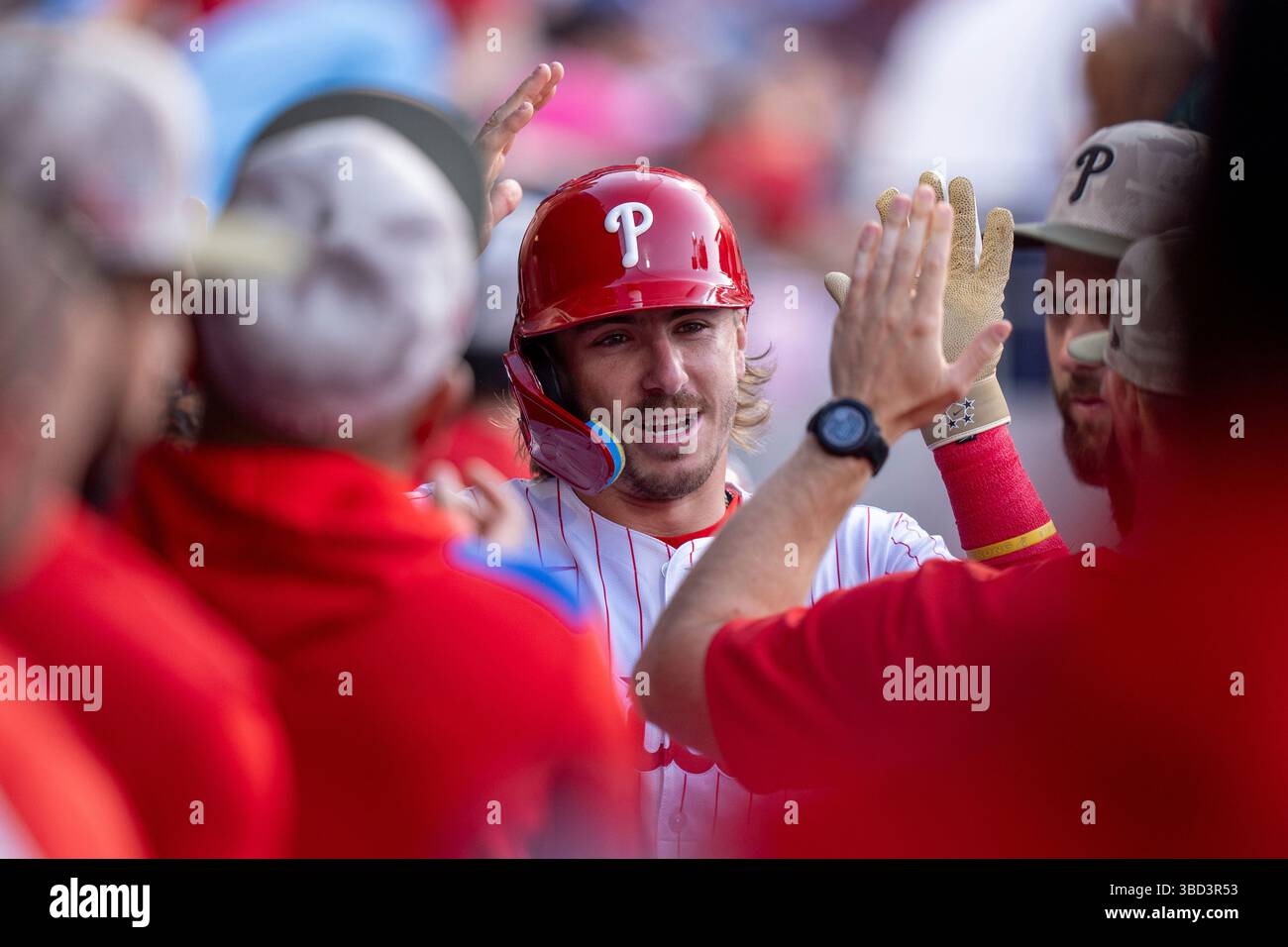 Philadelphia Phillies' Bryson Stott celebrates his home run with ...